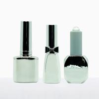 China 8ml 10ml Electroplated Silver Nail Polish Glass Bottles With Brush Cap for sale