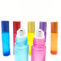 China Amber Blue 5ml 8ml 10ml Essential Oil Roller Bottles With Metal Ball for sale