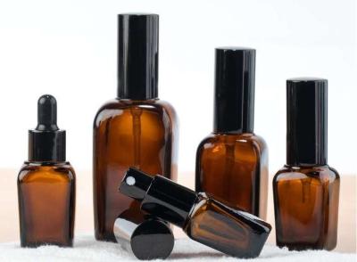 China Amber Refillable Empty Foundation Bottle With Pump 1oz 2oz for sale