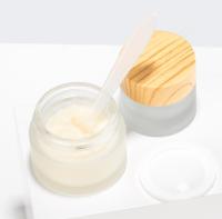 China Glass lotion bottles with bamboo design matte glass 30g 50g 100g for sale