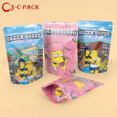 China 3 Side Seal Flat Zipper Stand Up Pouches For Snacks And Coffee With Window Up To 11 Colors for sale