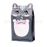 China Pet Food Square Bottom Plastic Feed Bag With Zipper Disposable Custom Design for sale