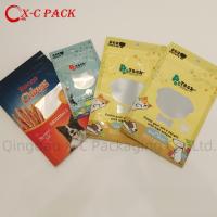 China Recyclable plastic pet food packaging aluminized stand stand bag can be resealed with window three side seal for sale