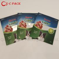 China Recyclable plastic pet food packaging aluminized stand stand bag can be resealed with window three side seal for sale