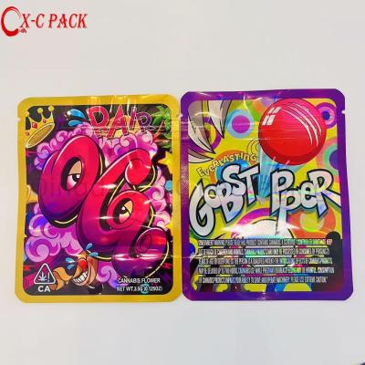 China 3.5g 7g 14G 28g Custom Smell Proof Print Box Cali Pack Cookie Packaging Gummy 1 Oz Mylar Bag for sale