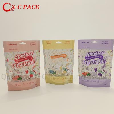 China Recyclable plastic pet food packaging aluminized doypack stand up bag resealed for sale