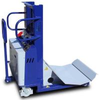 China 841mm Lift Blue 1000kg Capacity Roll Electric Pallet Stacker For Casing Film Rolls for sale