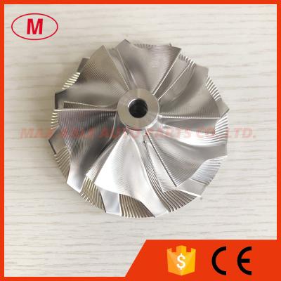 China PTE58 58.00/76.20mm 6+6 blades point milling turbocharger milling/aluminum 2618/billet compressor wheel for PTE5858CEA for sale