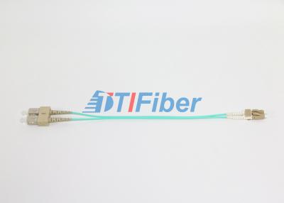 China LC OM3 50/125um Duplex Fiber Optic Patch Cord  Aqua Color Lc Sc Fiber Patch Cable for sale