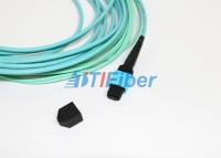 China MPO - LC 12 Core fibre optic patch cord Aqua Round Bundle Optical Fiber Cable for sale