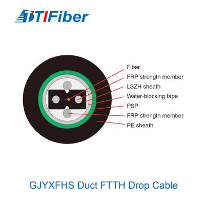 China GJYXFHS GJYXFHA Dute FTTH Drop Cable 2 / 4 / 6 / 8 / 12 Cores Bow Type for sale