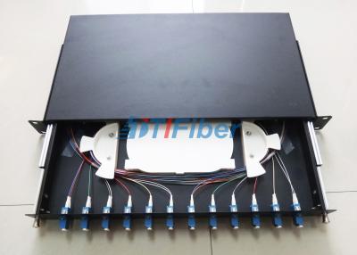 China 12 Core LC Duplex Adapters Rack Mount Fiber Optic Patch Panel Sliding Type for sale