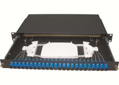 China Sliding 1u 24 Port Patch Panel With Drawer And 0.9mm Fiber Pigtail for sale