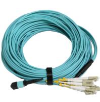China MPO To LC OM3 OM4 1M LSZH Fiber Optical Patch Cord Duplex 12F 24F for sale
