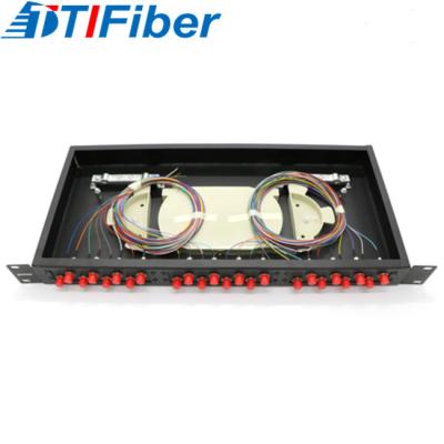China FO ODF 19'' Rack Mount Splicing Fiber Optic Patch Panel 12 / 24 Port for sale