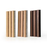 China 2400mm Natural Oak Acoustic Slat Wood Wall Panels With Black Grey Felt Backing for sale