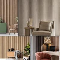 China Veneer Banding Acoustic Wood Slat Panels 2400mm Wood Slat Wall Tiles Customized for sale