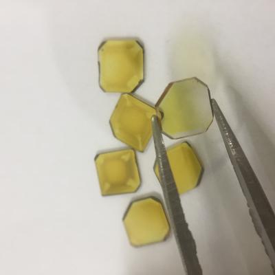 China 3×3×0.3mm Lab Grown Yellow HPHT Mono Diamond Plates | Moh's 10 Hardness | ±0.05mm Tolerance for sale