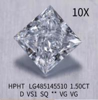 China 1.5 Carat D Color VS1 Clarity Princess Cut HPHT Lab Grown Diamond for Jewelry Manufacturing for sale