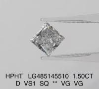 China 1.5 Carat D Color VS1 Clarity Princess Cut HPHT Lab Grown Diamond for Jewelry Manufacturing for sale