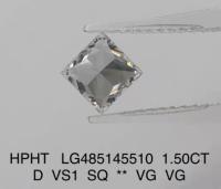 China 1.5 Carat D Color VS1 Clarity Princess Cut HPHT Lab Grown Diamond for Jewelry Manufacturing for sale