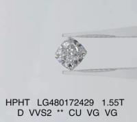China 1.55 Carat D Color VVS2 Clarity HPHT Lab Grown Diamond Square Cushion Cut VG Quality for Jewelry for sale