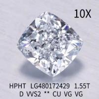 China 1.55 Carat D Color VVS2 Clarity HPHT Lab Grown Diamond Square Cushion Cut VG Quality for Jewelry for sale