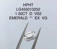 China 1.5 Carat D Color VS2 Clarity Emerald Cut HPHT Lab Grown Diamond for Jewelry Manufacturing for sale