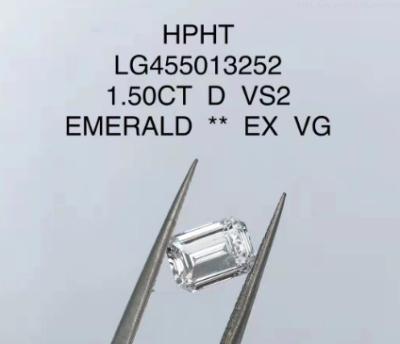 China 1.5 Carat D Color VS2 Clarity Emerald Cut HPHT Lab Grown Diamond for Jewelry Manufacturing for sale