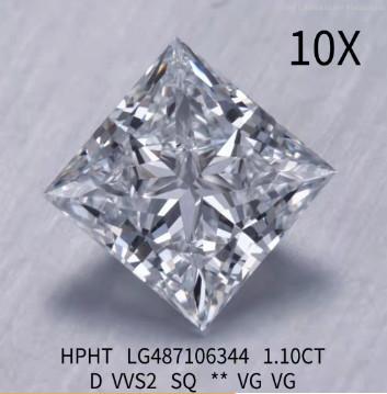 China 1.1 Carat Princess Cut Lab Grown Diamond - D Color VVS2 Clarity HPHT Synthetic Gemstone for Jewelry for sale