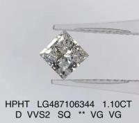China 1.1 Carat Princess Cut Lab Grown Diamond - D Color VVS2 Clarity HPHT Synthetic Gemstone for Jewelry for sale