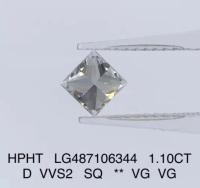 China 1.1 Carat Princess Cut Lab Grown Diamond - D Color VVS2 Clarity HPHT Synthetic Gemstone for Jewelry for sale