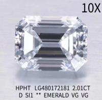 China 2.01 Carat D Color SI1 Clarity HPHT Lab Created Emerald Cut Diamond for Jewelry Applications for sale