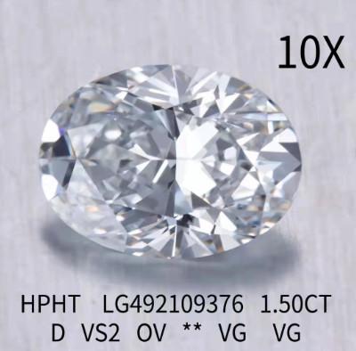 China 1.5 Carat Oval HPHT Lab Grown Diamond - D Color VS2 Clarity Excellent Cut for Jewelry Applications for sale