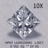 China 1.0 Carat D Color VS2 Excellent Cut Princess HPHT Lab Grown Diamond for Jewelry Manufacturing for sale