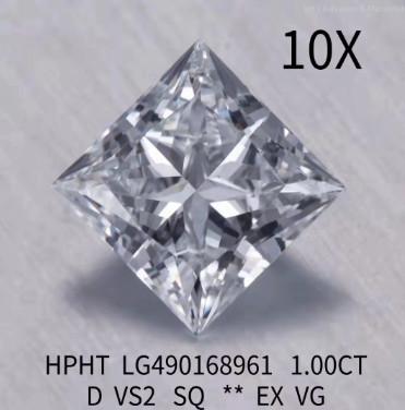 China 1.0 Carat D Color VS2 Excellent Cut Princess HPHT Lab Grown Diamond for Jewelry Manufacturing for sale