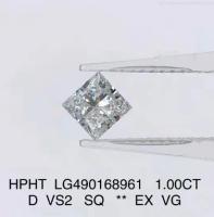 China 1.0 Carat D Color VS2 Excellent Cut Princess HPHT Lab Grown Diamond for Jewelry Manufacturing for sale