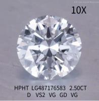 China 2.5 Carat E Color VS2 Round Brilliant HPHT Lab Grown Diamond for Jewelry Manufacturing for sale