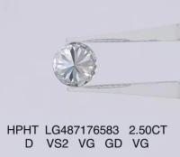 China 2.5 Carat E Color VS2 Round Brilliant HPHT Lab Grown Diamond for Jewelry Manufacturing for sale