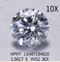 China 1.56 Carat E Color VVS2 3EX Round Brilliant HPHT Lab Grown Diamond for Jewelry Manufacturing for sale