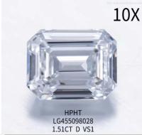 China 1.51 Ct Lab Grown Emerald Cut Diamond HPHT D Color VS1 VG Clarity Jewelry Grade for sale