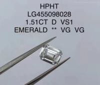 China 1.51 Ct Lab Grown Emerald Cut Diamond HPHT D Color VS1 VG Clarity Jewelry Grade for sale