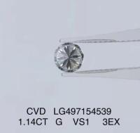 China 1.14 Carat Round Lab Grown Diamond G Color VS1 Clarity 3EX Cut CVD for Jewelry for sale