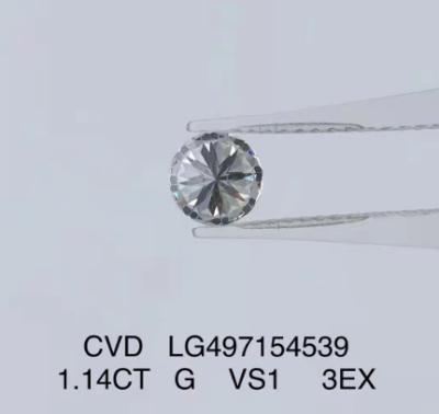 China 1.14 Carat Round Lab Grown Diamond G Color VS1 Clarity 3EX Cut CVD for Jewelry for sale