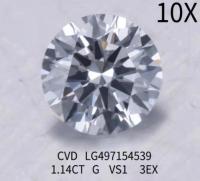 China 1.14 Carat Round Lab Grown Diamond G Color VS1 Clarity 3EX Cut CVD for Jewelry for sale