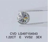 China 1.22 Carat E Color VVS2 3EX Cut CVD Lab Grown Diamond for Jewelry Manufacturing for sale
