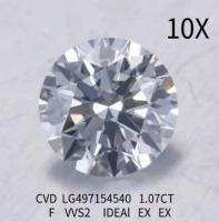 China 1.07 Ct F VVS2 Round IDEAL Cut CVD Lab Grown Diamond for Jewelry for sale
