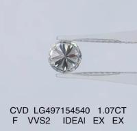 China 1.07 Ct F VVS2 Round IDEAL Cut CVD Lab Grown Diamond for Jewelry for sale