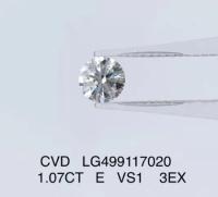 China 1.07 Carat Round Lab Grown CVD Diamond - E Color VS1 Clarity 3EX Cut for Jewelry Applications for sale