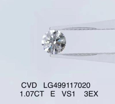 China 1.07 Carat Round Lab Grown CVD Diamond - E Color VS1 Clarity 3EX Cut for Jewelry Applications for sale